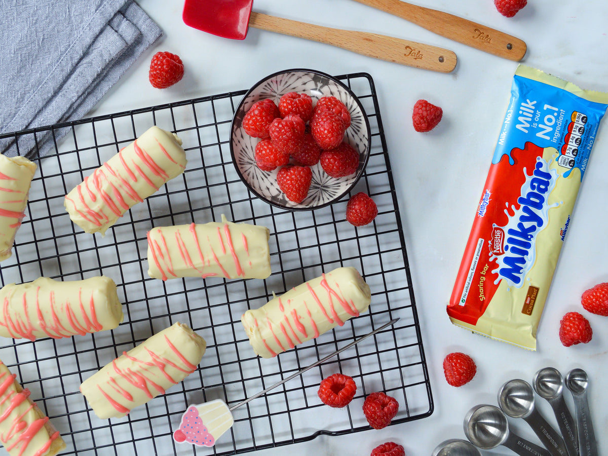 Milkybar White Chocolate and Raspberry Mini Rolls – Tala Cooking
